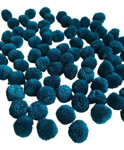 20 Pompones Artesanales Pequeños De Estambre Verde Azulado Mercadolibre