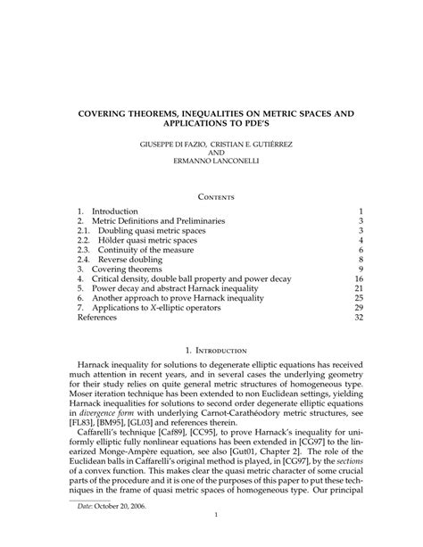 Pdf Covering Theorems Inequalities On Metric Spaces And Applications