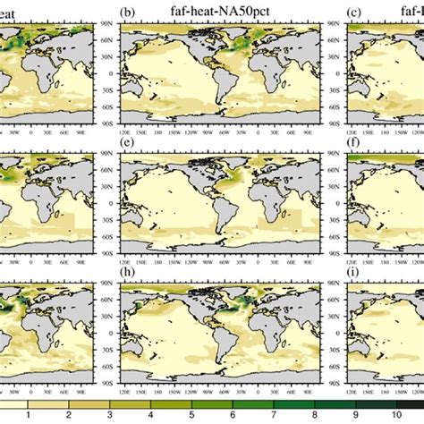 Spatial Patterns Of The Ensemble Standard Deviation Of Total Ocean Heat