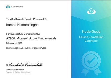 Cloudcomputing Azure Microsoftazure Kodekloud Learning Certification Harsha K Thennakoon
