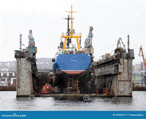 The Ship Is Under Repair At A Floating Dock Editorial Photo Image Of City Kola 93993311