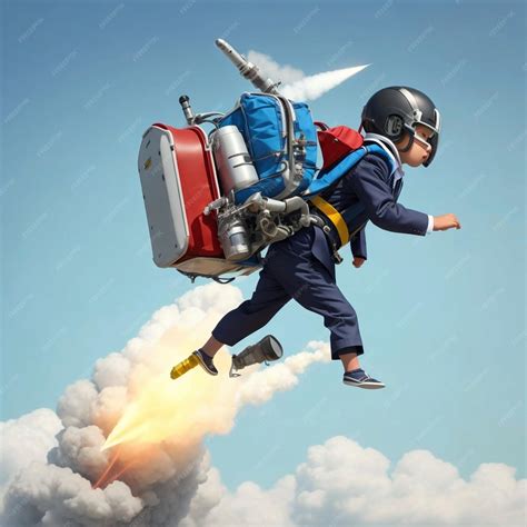 Premium Photo A School Suit Flies On A Jetpack