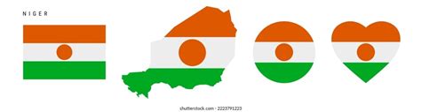 Niger Flag Icon Set Nigerian Pennant Stock Vector Royalty Free