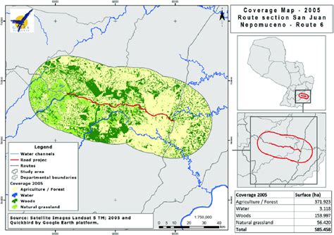 land cover in 2005 in a 25 km buffer around the road download