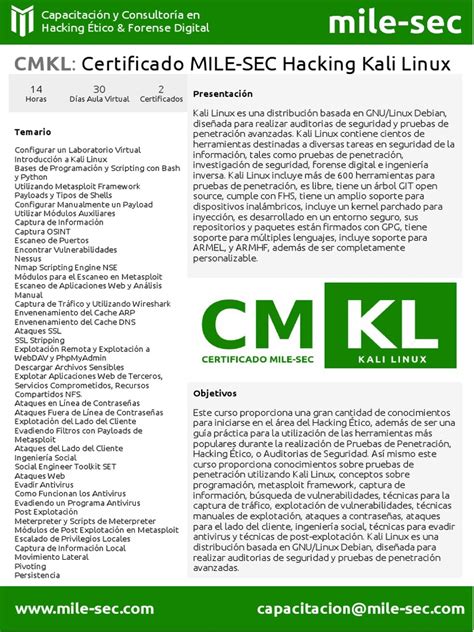 Capacitación En Hacking ético Y Auditoría De Seguridad Utilizando Kali