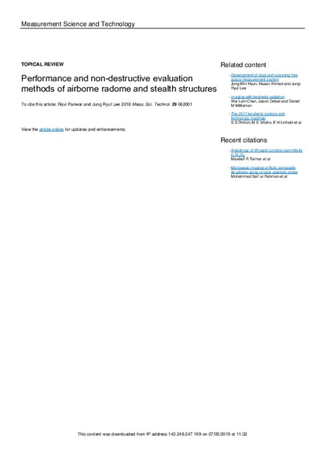 Pdf Performance And Non Destructive Evaluation Methods Of Airborne Radome And Stealth Structures