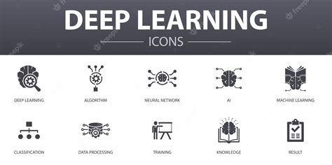 premium vector deep learning simple concept icons set contains such