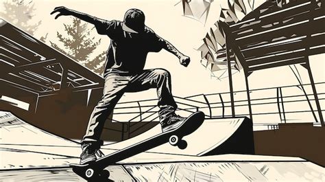 Premium Photo Young Skateboarder Doing An Ollie Over A Ramp