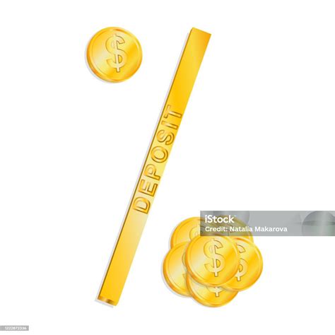 금 바와 동전으로 만든 퍼센트 기호 예금을 통해 돈 성장을 나타내는 벡터 개념 3차원 형태에 대한 스톡 벡터 아트 및 기타 이미지 3차원 형태 개념 경영자 Istock