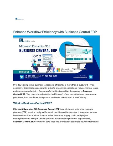 ppt enhance workflow efficiency with business central erp powerpoint presentation id 14000022
