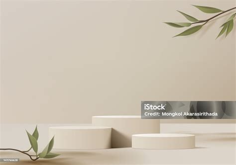 3d 배경 제품은 야자 잎 기하학적 플랫폼으로 연단 장면을 표시합니다 배경 벡터 3d 연단으로 렌더링합니다 화장품을 보여주기 위해 서십시오 받침대 디스플레이 비게 스튜디오의
