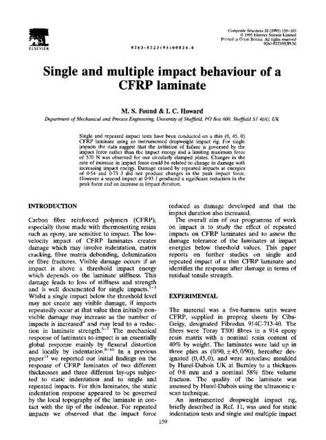Pdf Single And Multiple Impact Behaviour Of A Cfrp Laminate Dokumen