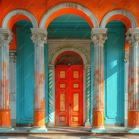 Entrance With Classical Columns Premium Ai Generated Image