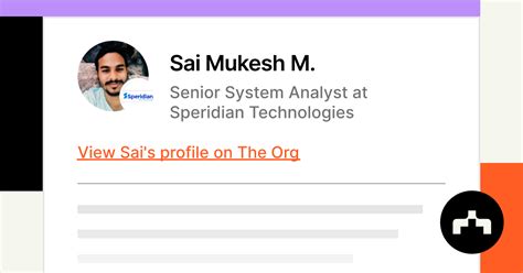 Sai Mukesh M Senior System Analyst At Speridian Technologies The Org