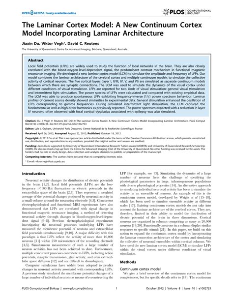 Pdf The Laminar Cortex Model A New Continuum Cortex Model