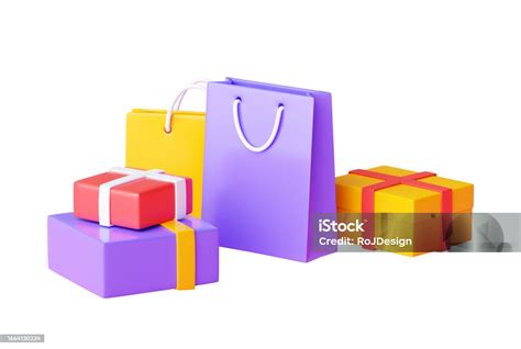 쇼핑백 및 상자 더미 3d 렌더링 다양한 상점 및 선물 종이 팩 그룹 3차원 형태에 대한 스톡 사진 및 기타 이미지 3차원 형태 Po 가방 Istock