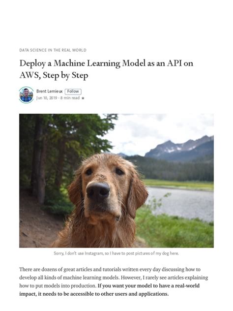 Deploy A Machine Learning Model As An Api On Aws Step By Step Pdf Application Programming