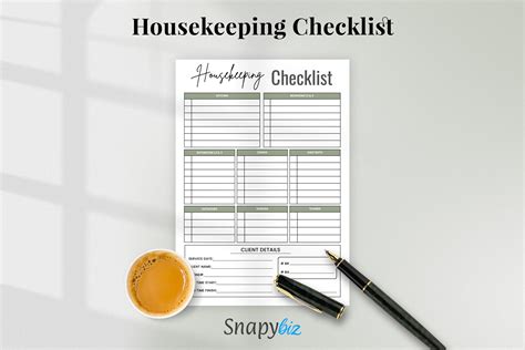 Housekeeping List Household Snapybiz