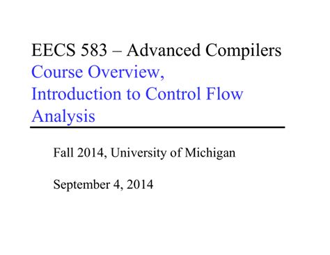 Ppt Eecs 583 Advanced Compilers Course Overview Introduction To