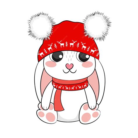 Dessin Animé Mignon Lapin Joyeux Noël Stock Illustration Vectorielle