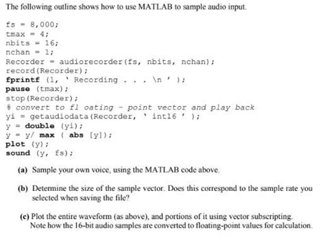 Solved The Following Outline Shows How To Use Matlab To