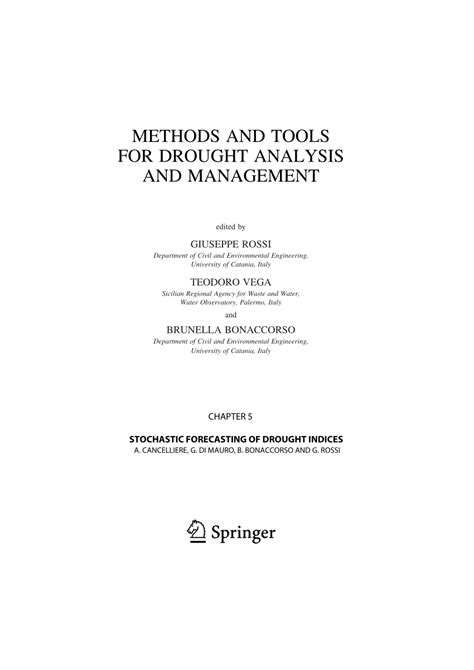 Pdf Stochastic Forecasting Of Drought Indices