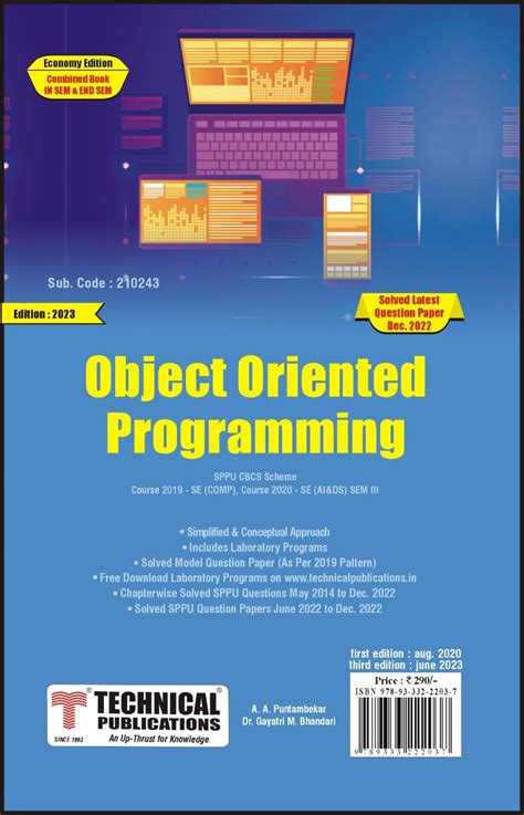 Object Oriented Programming For Sppu 19 Course Se I Comp 210243 Includes In Sem And End