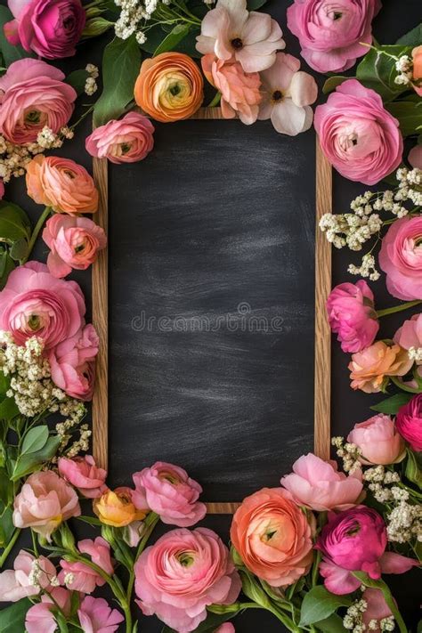 A Flowery Border With Room For Text Against A Dark Backdrop Stock Image Image Of Assortment