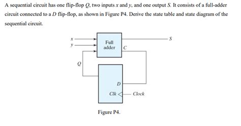 Solved A Sequential Circuit Has One Flip Flop Q Two Inputs