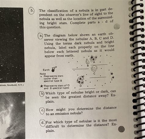Solved 5 The Classification Of A Nebula Is In Part