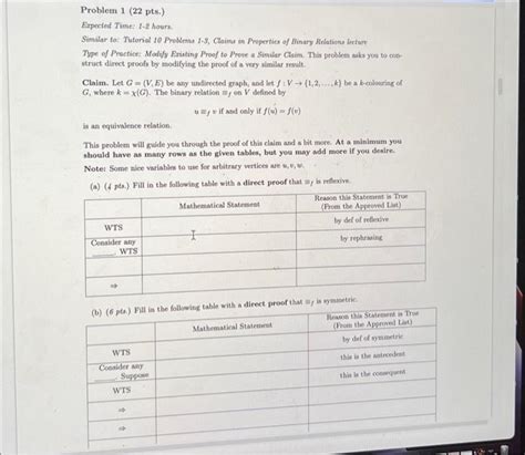 Solved Fill In The Proof Tables Pleaseproblem 1 22 Pts
