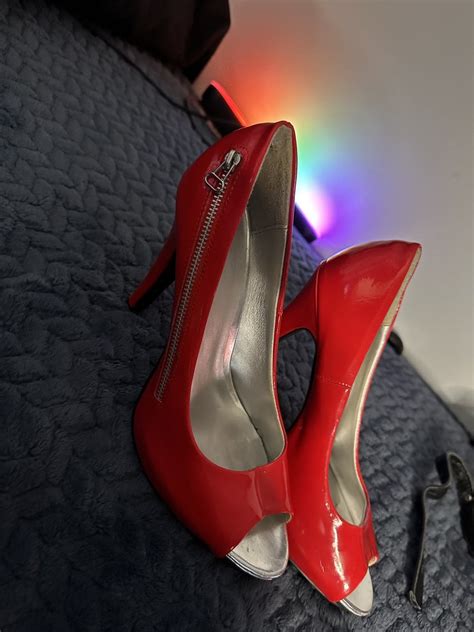 Footwear Red Peep Toe Heels Sweeky