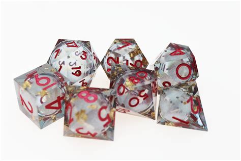 Sharp Edge Liquid Core Rpg Dice Set Crystal Asteroid Foam Brain