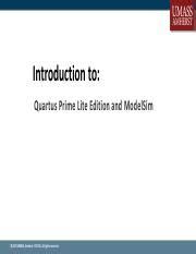 QuartusPrime Pdf Introduction To Quartus Prime Lite Edition And ModelSim UMASS