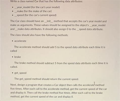 Solved Write A Class Named Car That Has The Following Data
