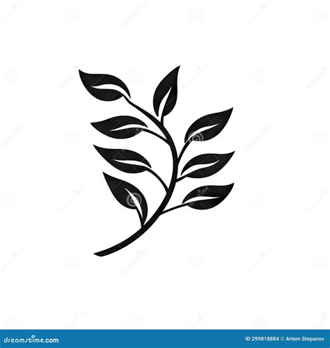 Laurel Branch Icon Minimal Twig Symbol Leaves Silhouette Tree
