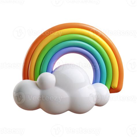 Rainbow And Cloud 3d Render 54309746 Png
