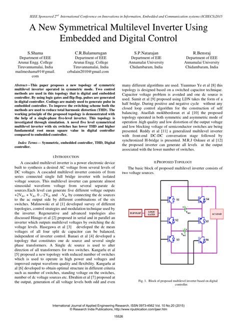Pdf A New Symmetrical Multilevel Inverter Using Embedded And Digital