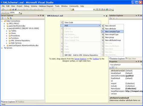 Creating An XML Schema Definition XSD Document With The DB Tools For Visual Studio