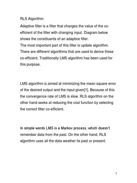 rls algorithm pdf electronics computer programming