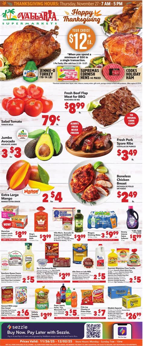 Vallarta Weekly Ad Nov 26 Dec 02 2025 Thanksgiving Promotion Included