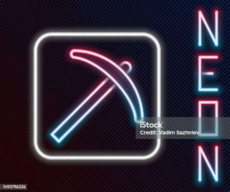 검은 색 배경에 격리 된 빛나는 네온 라인 곡괭이 아이콘 다채로운 개요 개념 벡터 건설 산업에 대한 스톡 벡터 아트 및 기타 이미지 건설 산업 고고학 고름 Istock