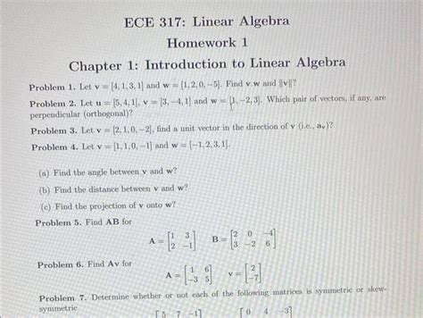 solved problem 1 let v [4 1 3 1] and w [1 2 0 −5] find v
