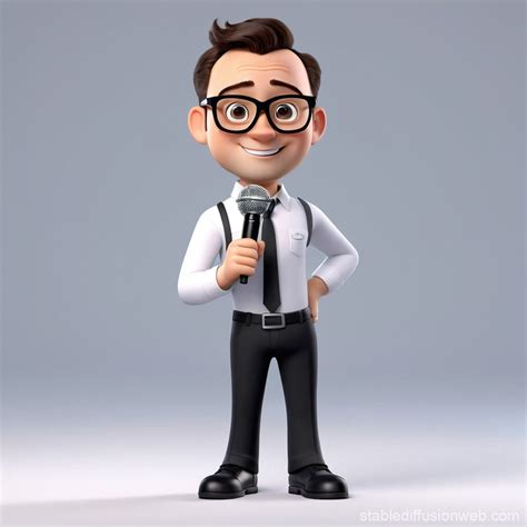 A 3d Pixar Cartoon Character That Looks Like Simon Sinek And Has A Exaggerated Wide Jawline