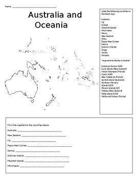 Australia And Oceania Labeling Map Australia History Map Activities