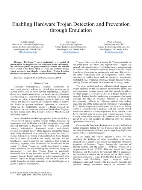 Enabling Hardware Trojan Detection And Prevention Through Emulation Pdf Field Programmable