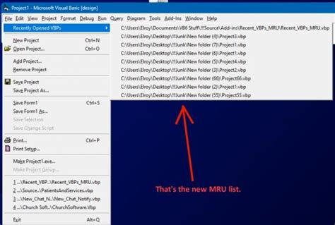 Expand The Vb6 Ides Recently Used Vbp File List Via An Add In Vbforums