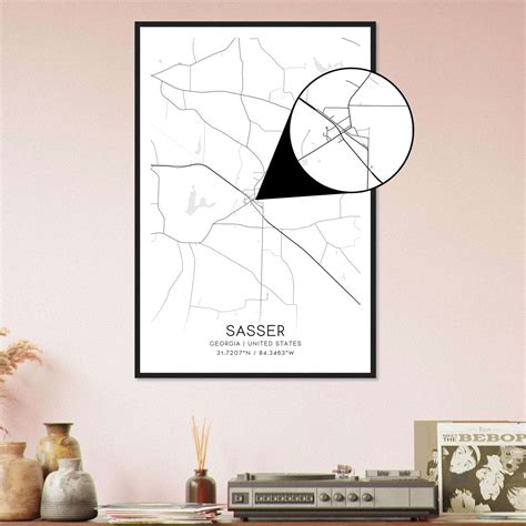 Sasser Georgia Map Poster Modern Home Decor Wall Art Print Custom