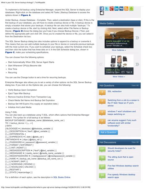 what is your sql server backup strategy tech republic pdf