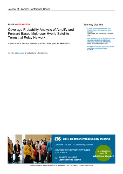 Pdf Coverage Probability Analysis Of Amplify And Forward Based Multi
